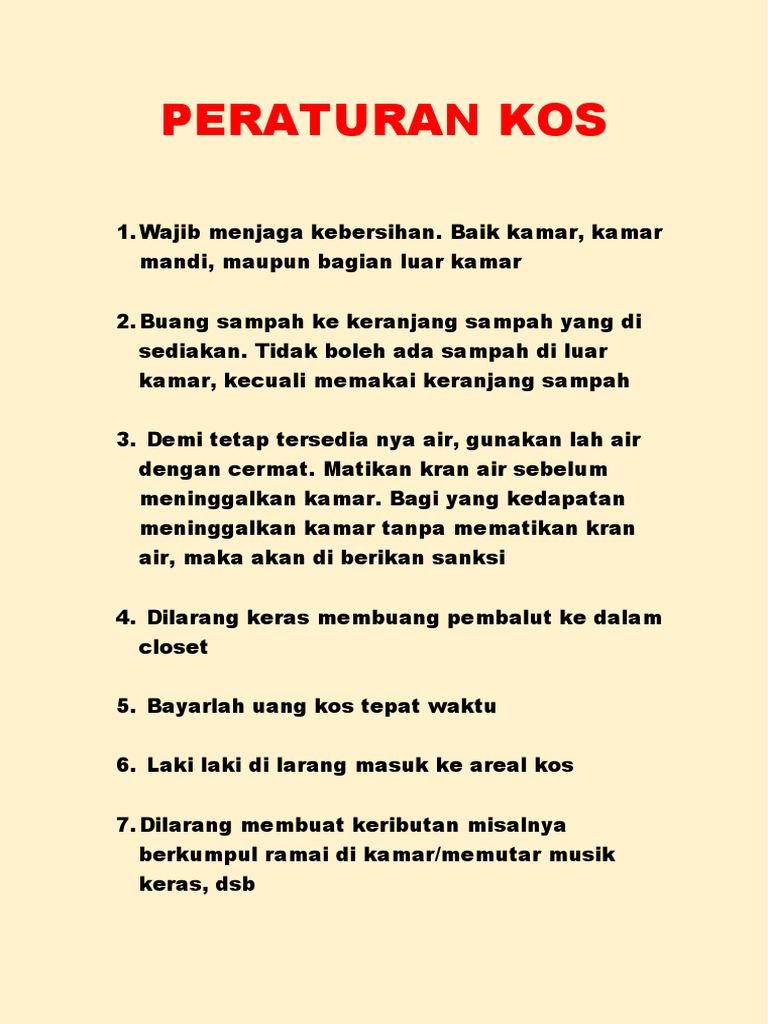 Peraturan Kos | PDF