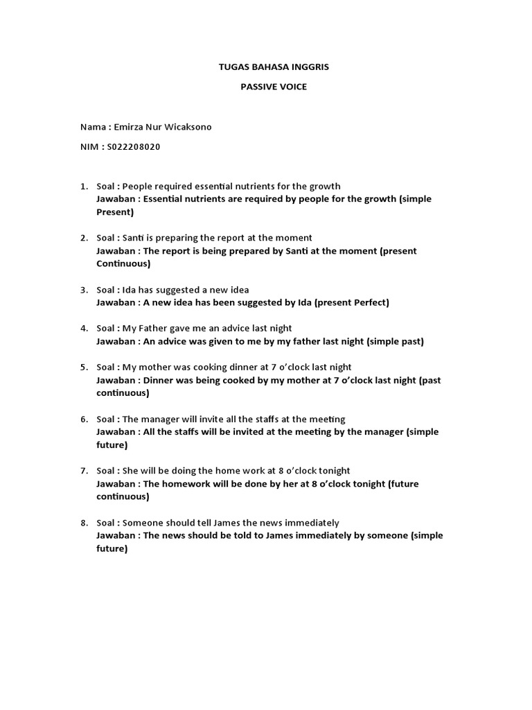 EAP - Emirza Nur Wicaksono - Passive Voice | PDF