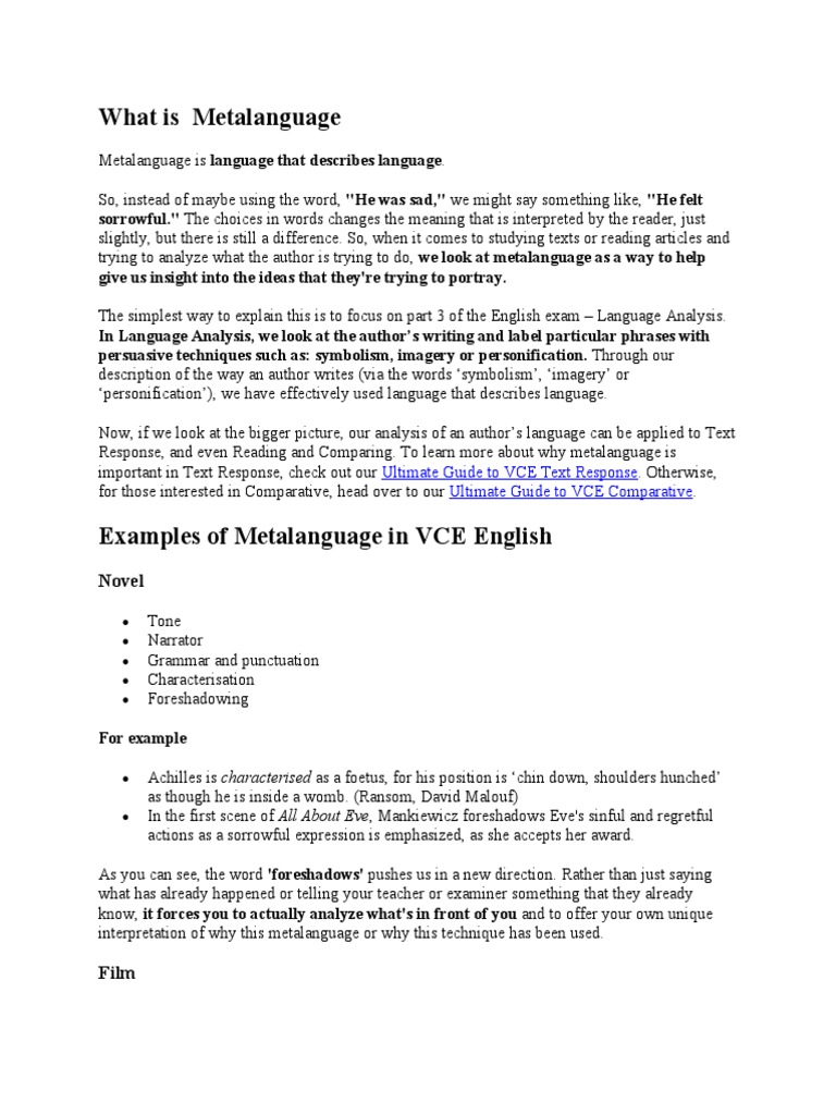 What Is Metalanguage | PDF | English Language | Adjective