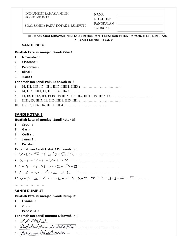 Soal Sandi Pramuka dan Jawabannya | PDF