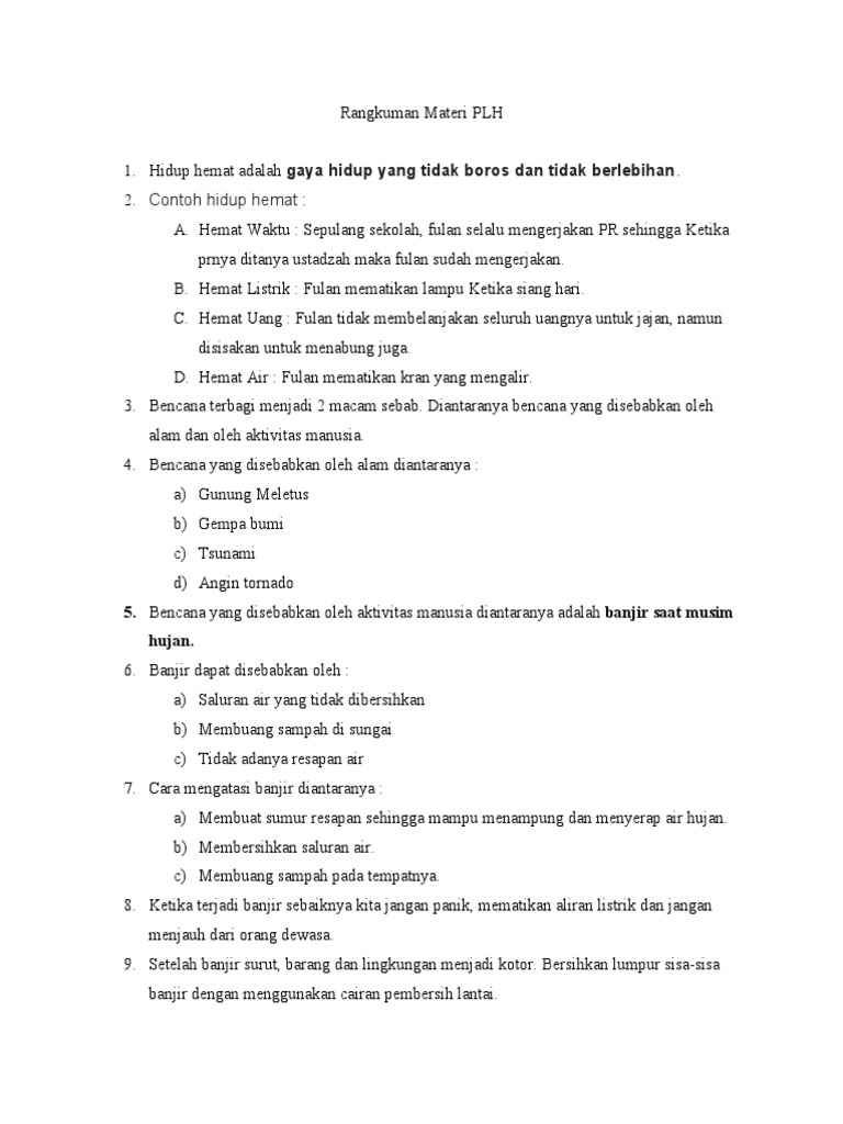 Rangkuman Materi PLH | PDF