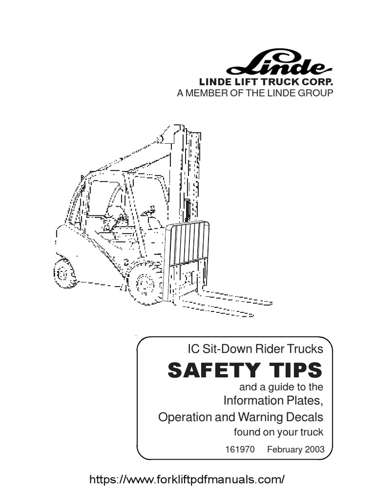 Linde H50 80 Forklift Trucks Operator's Manual PDF | PDF | Truck ...