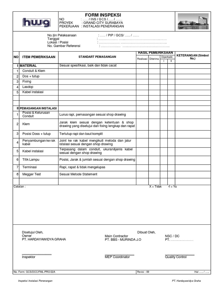 Inspeksi Instalasi Mep | PDF