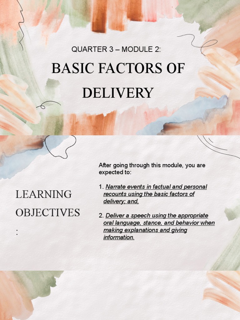 Basic Factors of Delivery | PDF | Communication | Nonverbal Communication