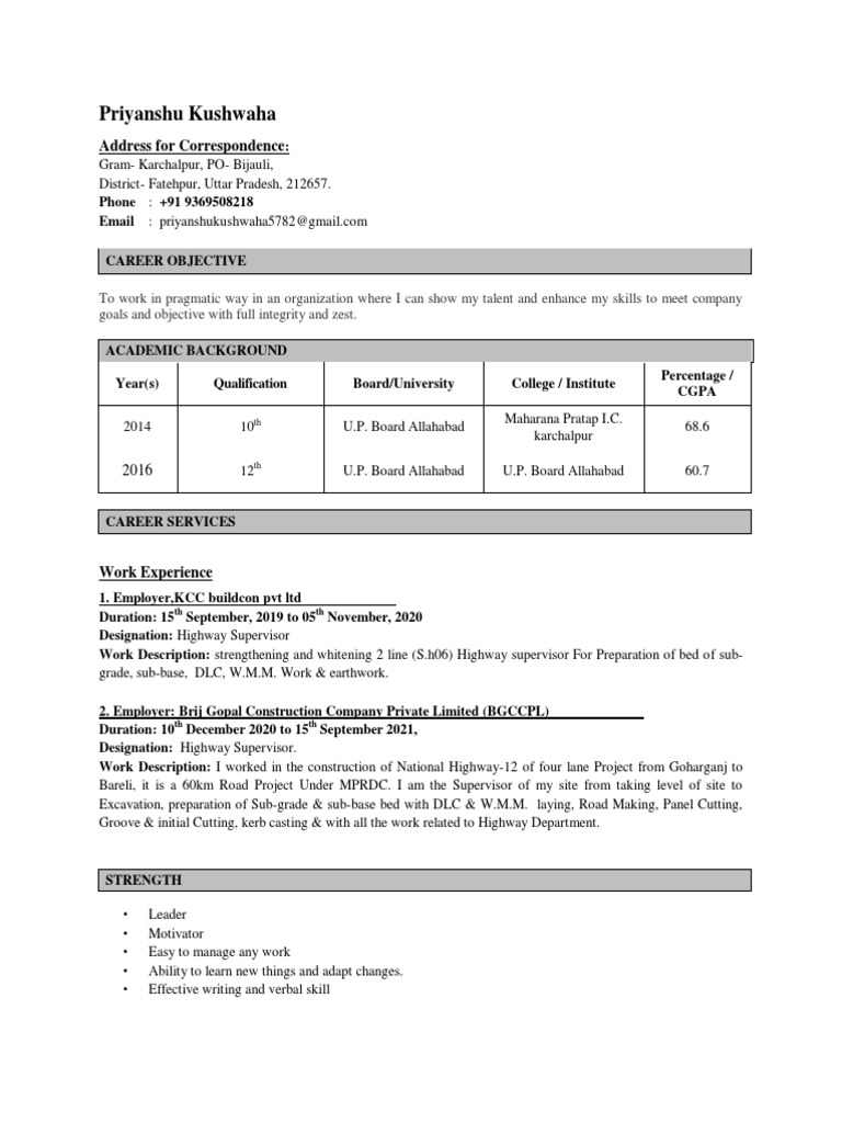 Priyanshu Resume | Download Free PDF | Cognitive Science | Behavior Modification