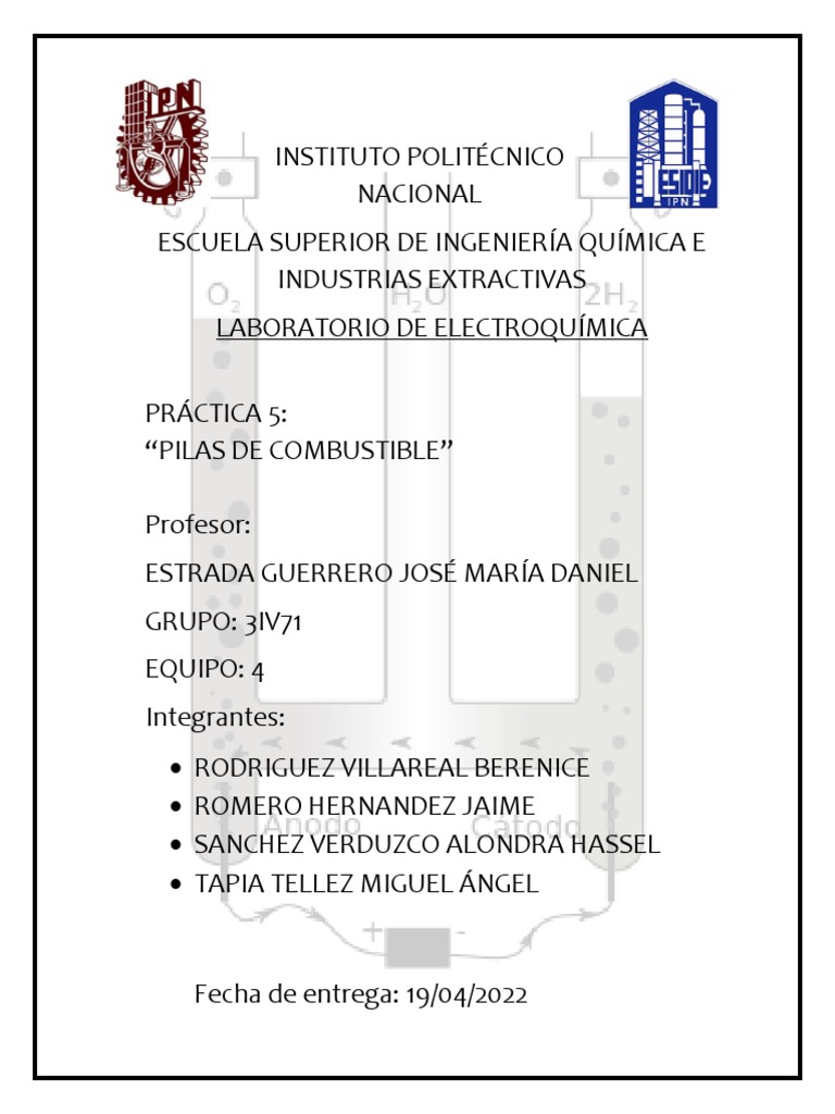 Lab Electroquimica P5 Pilas de Combustible | PDF | Pila de combustible ...