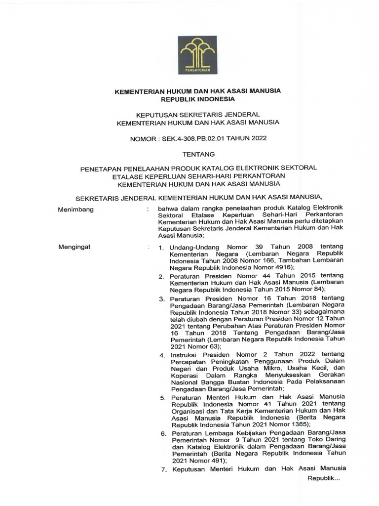 SK Telaahan Keperluan Sehari2 Perkantoran TTD CAP | PDF