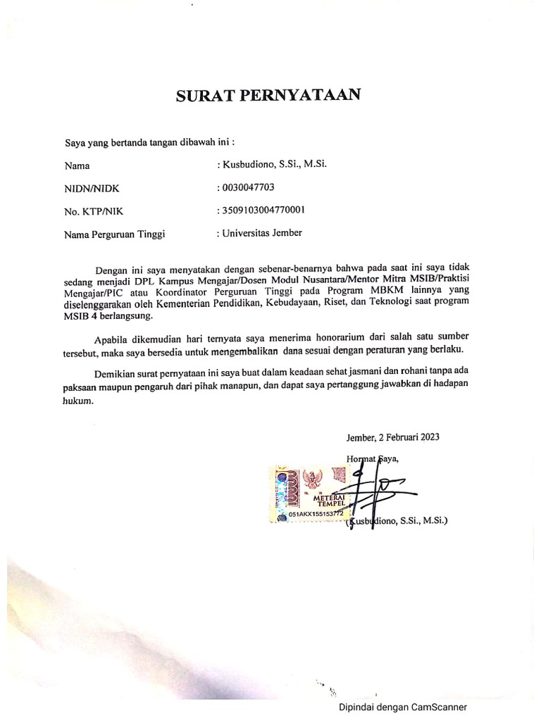 Surat Pernyataan | PDF