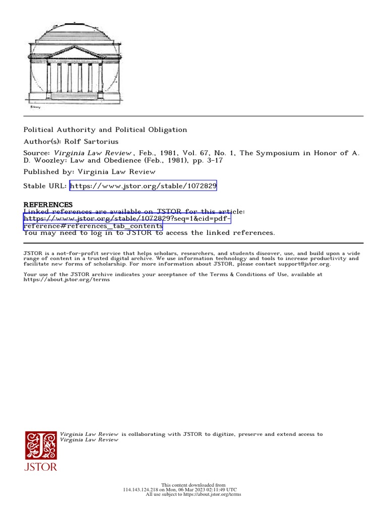 Political Authority and Obligation | PDF | Obedience (Human Behavior ...