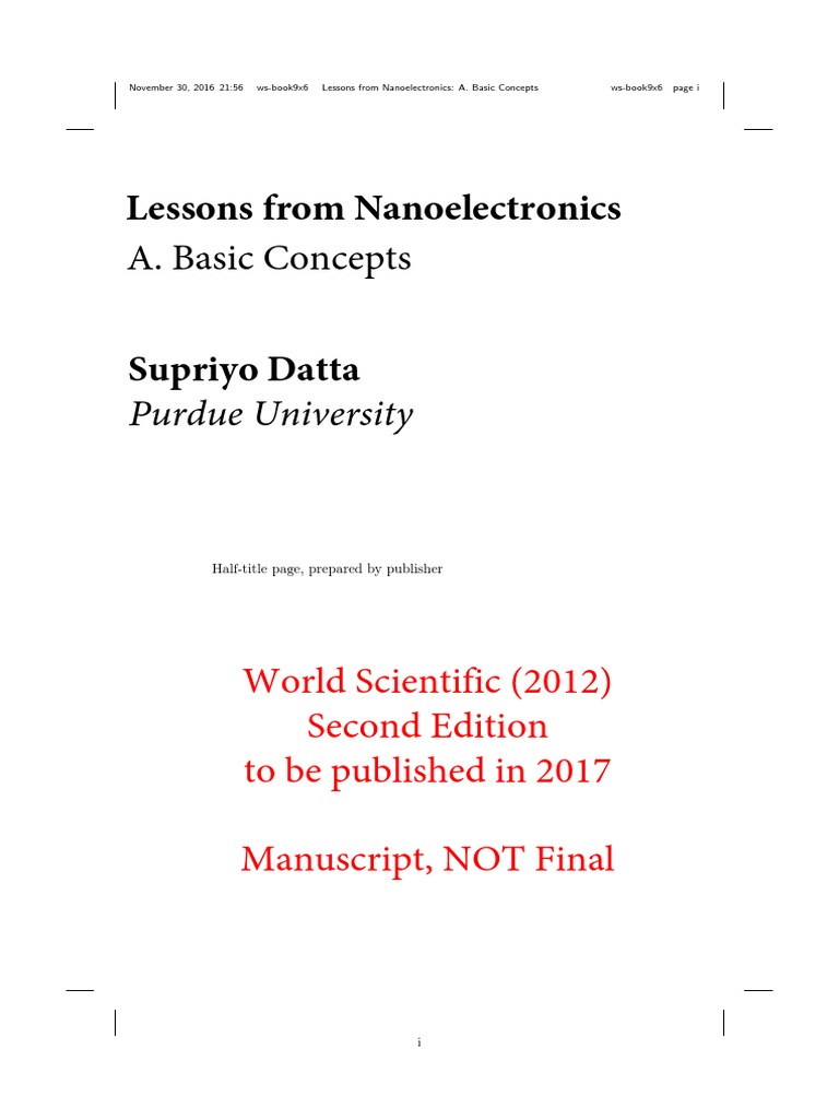 Nanophysics | PDF | Field Effect Transistor | Electrical Resistance And Conductance