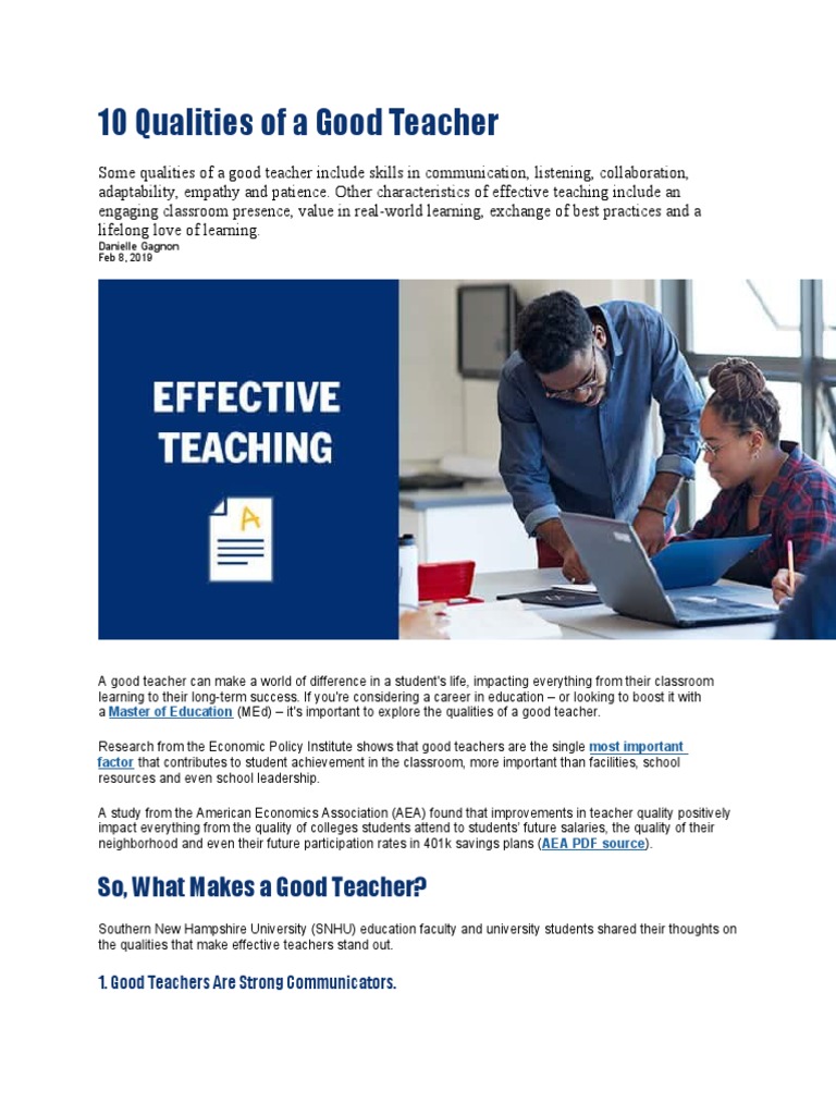 Qualities of Effective Teachers | PDF | Teachers | Learning