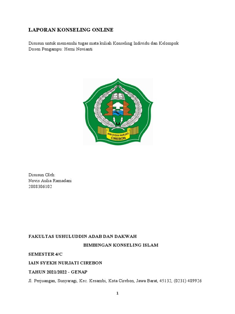 Contoh Laporan Konseling Individu Dan Kelompok | PDF