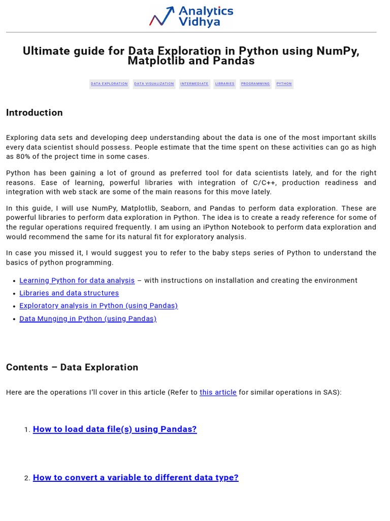 Comprehensive Guide Data Exploration Sas Using Python Numpy Scipy ... Comprehensive Guide Data Exploration Sas Using Python Numpy Scipy ...