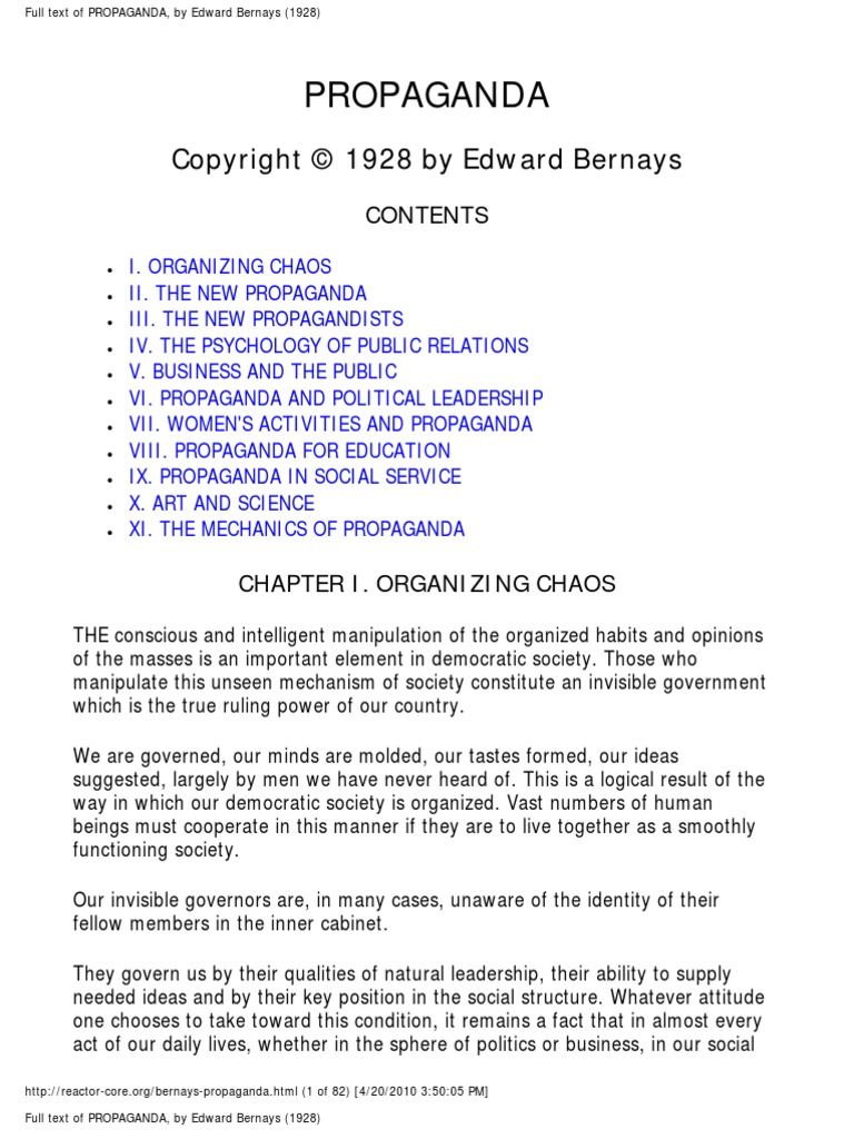 Propaganda - Edward Bernays (1928) | PDF | Propaganda | Public Relations