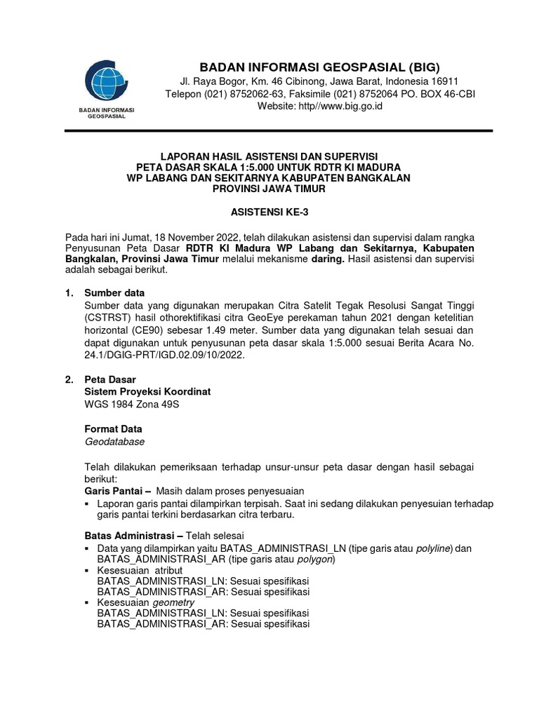 LAP Asistensi Peta Dasar RDTR Madura 201122 (Sesuai) | PDF
