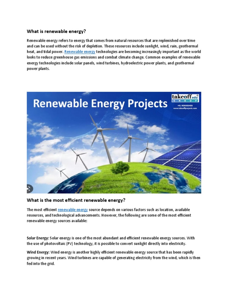 Understanding Renewable Energy Sources | PDF | Renewable Energy ...