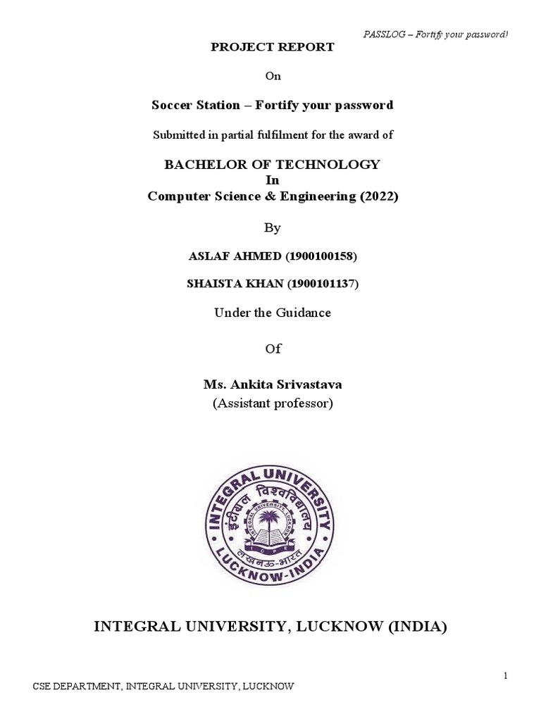 Minor Project Report | PDF | Password | Academic Degree