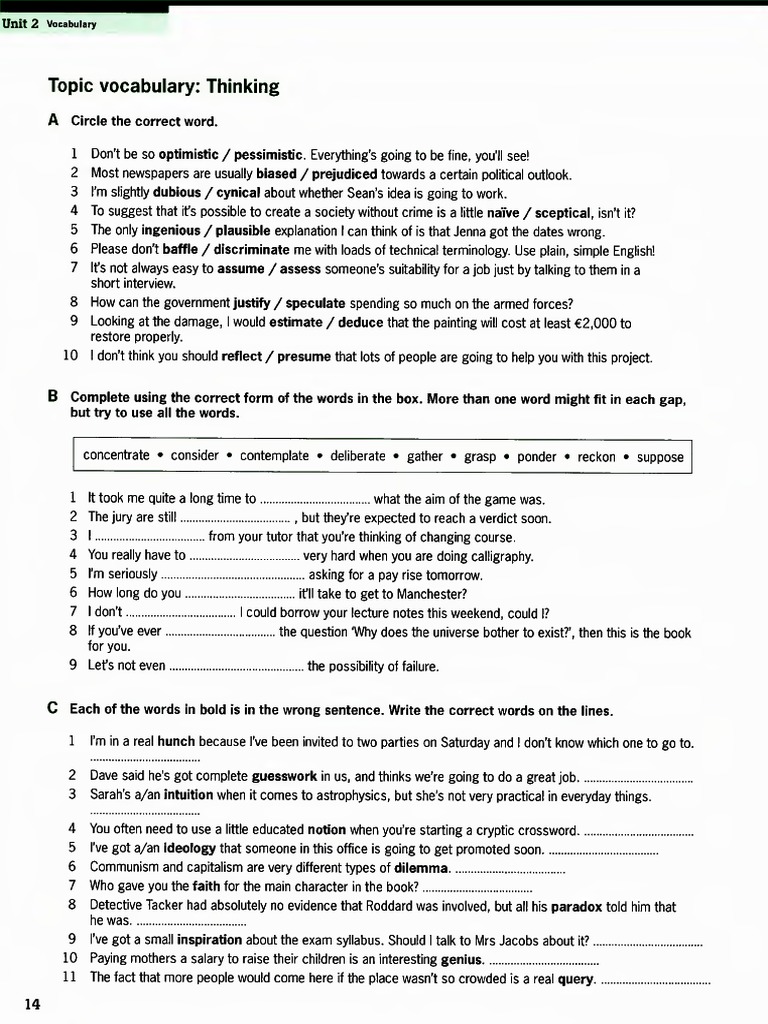 Unit 2 Vocabulary Pdf