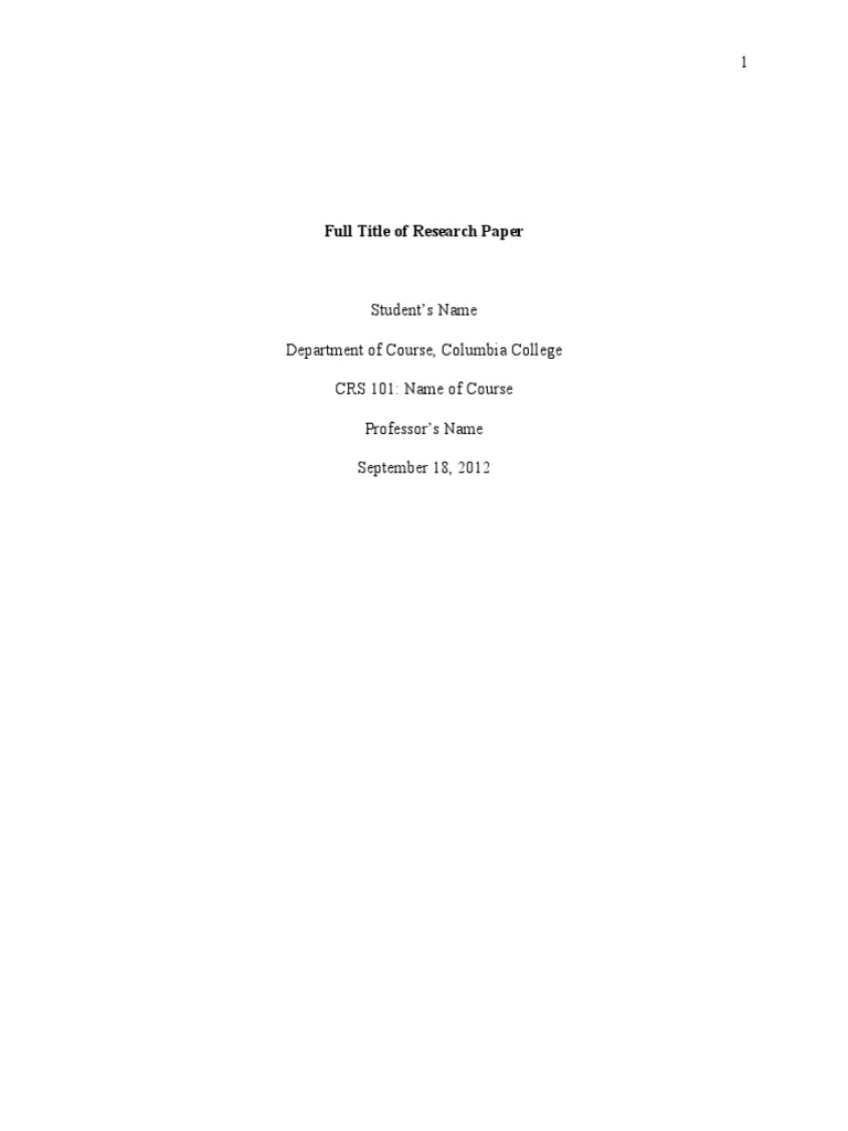 APA Sample Paper | PDF