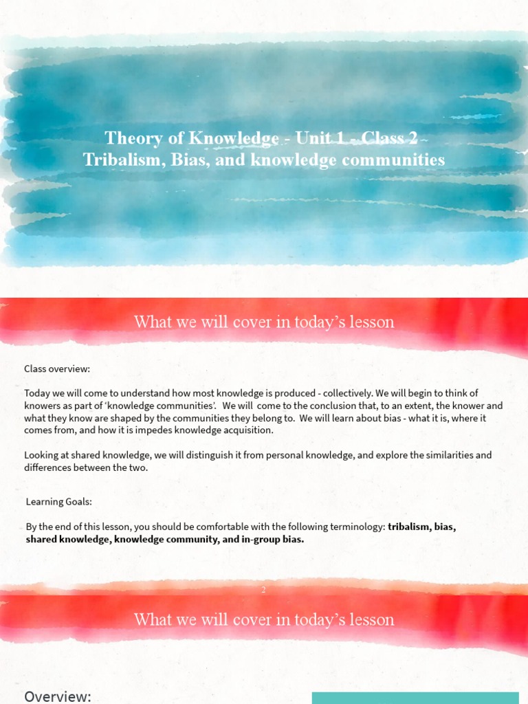 Theory of Knowledge - Unit 1 - Class 2 Shared Knowledge DR | PDF ...