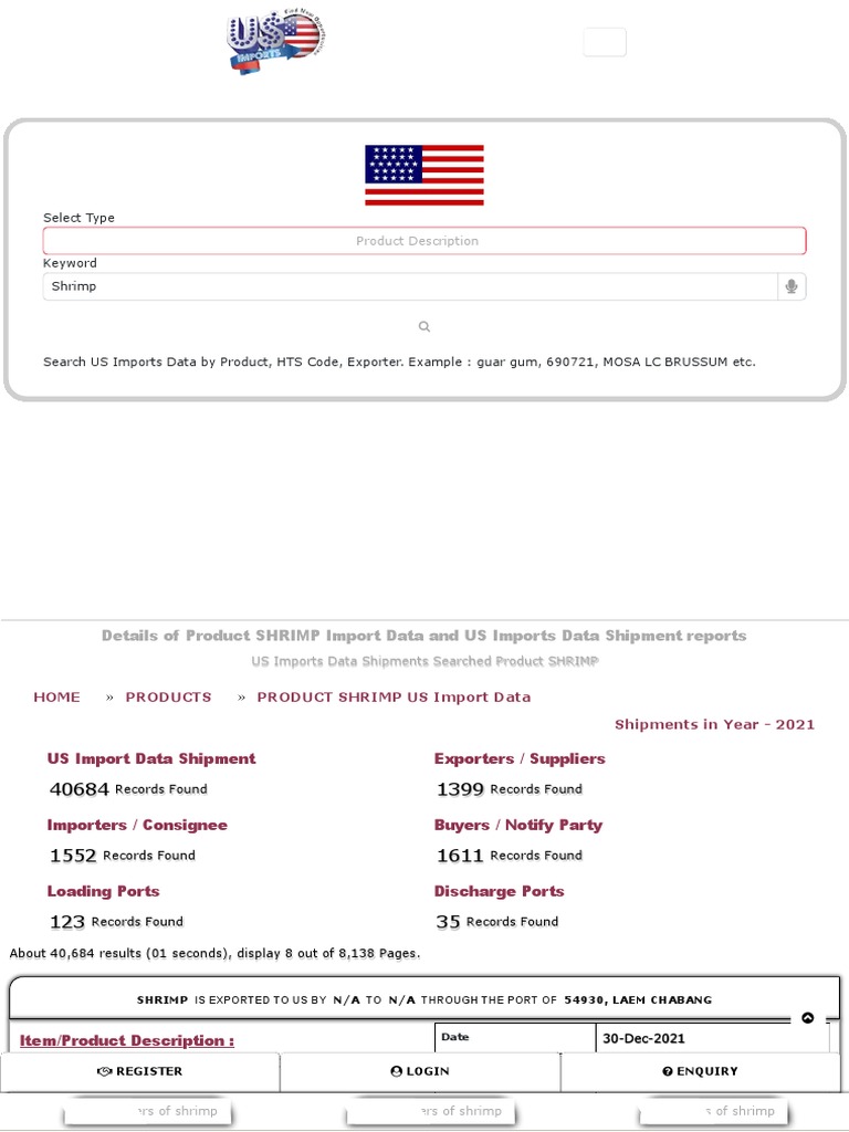 US Imports Data of Product SHRIMP Import Data 7 | PDF | Bill Of Lading ...