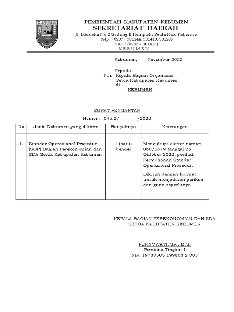 Surat Pengantar | PDF