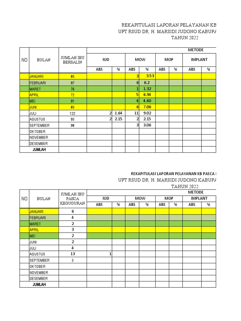 Laporan KB Pasca Salin 2022 | PDF