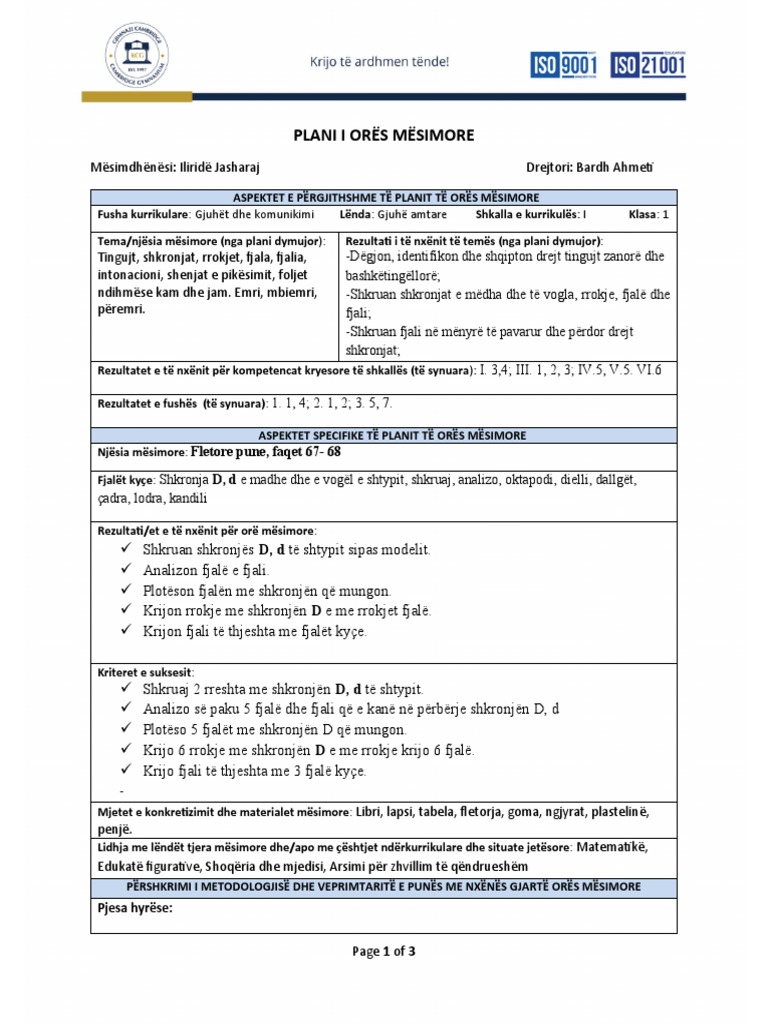 Shkronja D FP | PDF