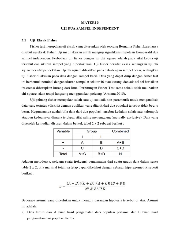 Uji Fisher dan Chi-Square pada Data Nominal | PDF | Metode & Bahan Ajar