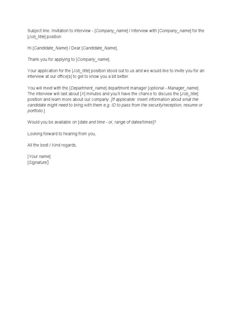 Scheduling Interview Email Template | PDF | Job Interview | Interview