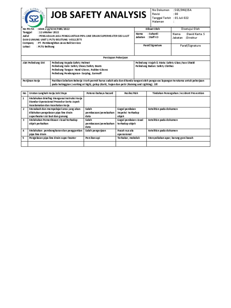 Job Safety Analysis | PDF