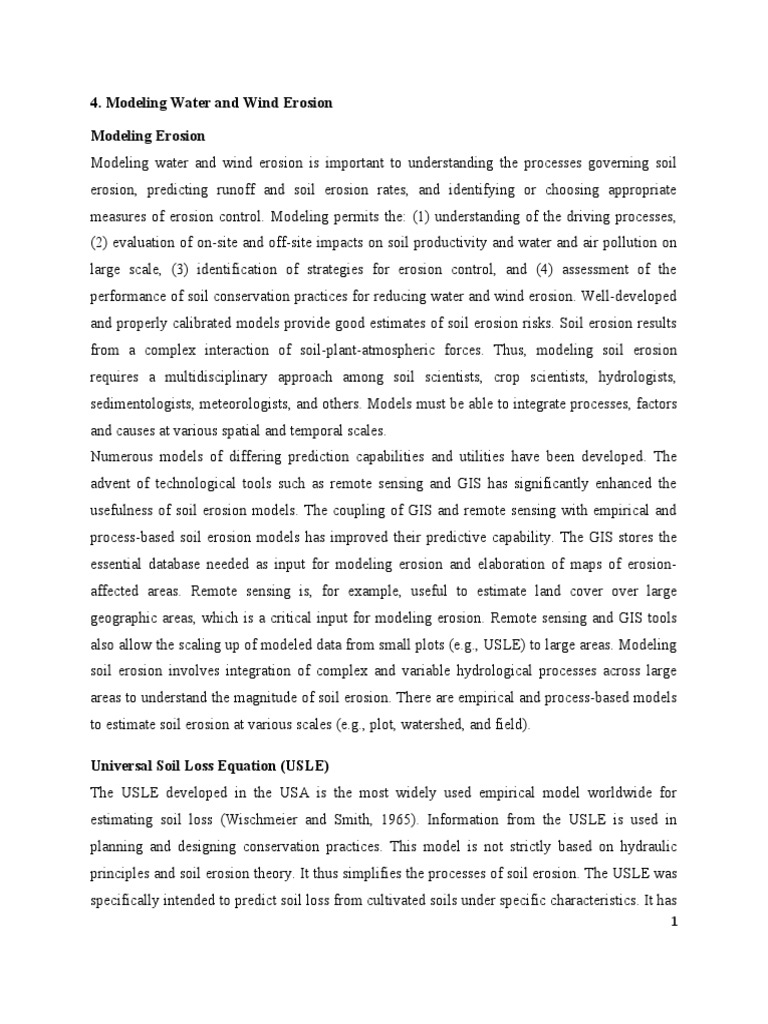 Erosion Modeling and Control Strategies | PDF | Erosion | Soil