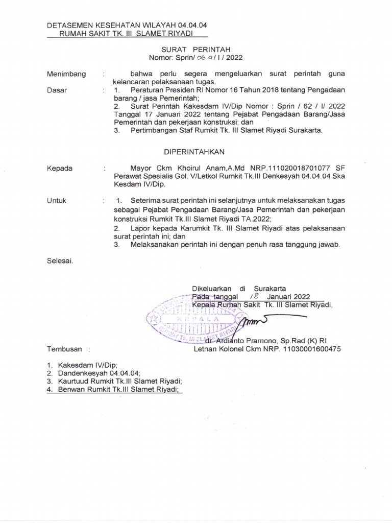 Sprin Pejabat Pengadaan | PDF