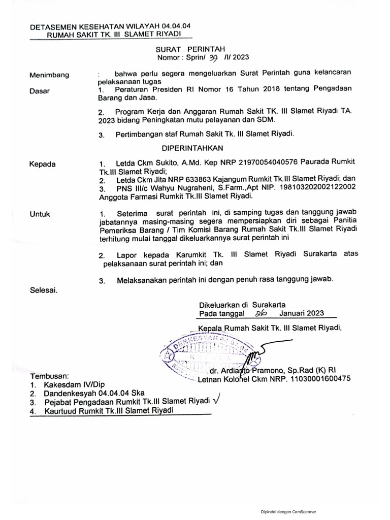 Sprin Tim Komisi | PDF