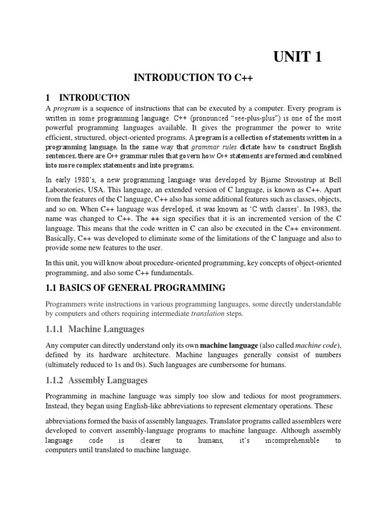 Unit 1 Pdf Object Oriented Programming Class Computer Programming 
