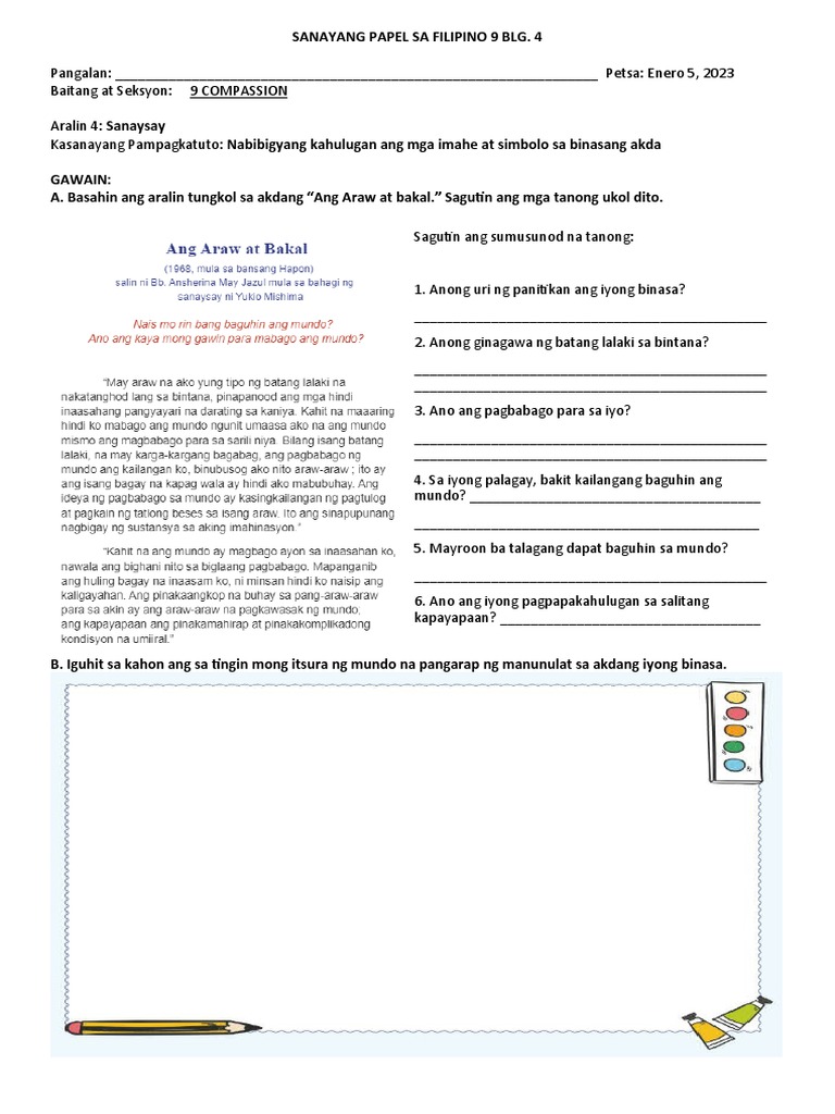 Q2 Sanayang Papel Sa Filipino 9 Blg. 4 | PDF