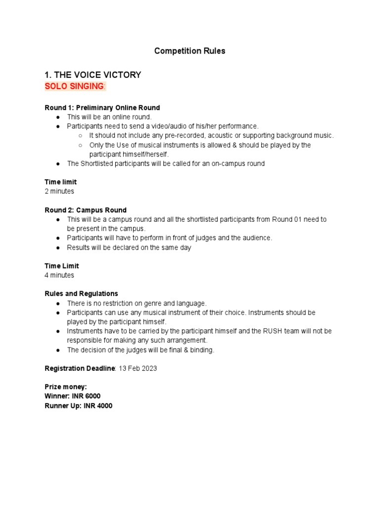 RUSH Events and Rules | PDF