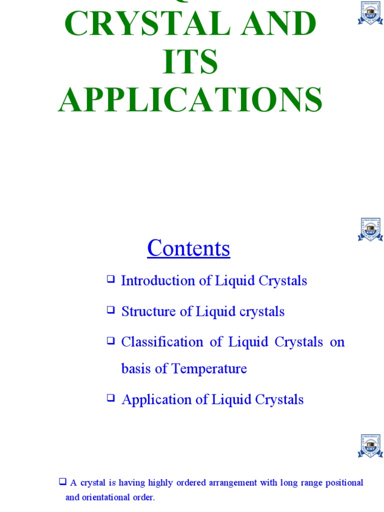 Liquid Crystals: Classification & Applications | PDF | Liquid Crystal ...
