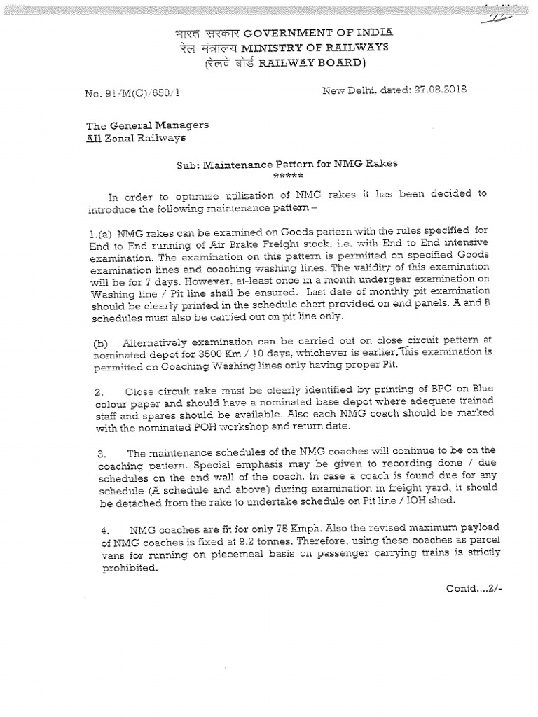 18 - Maintenance Pattern For NMG Coaches | PDF