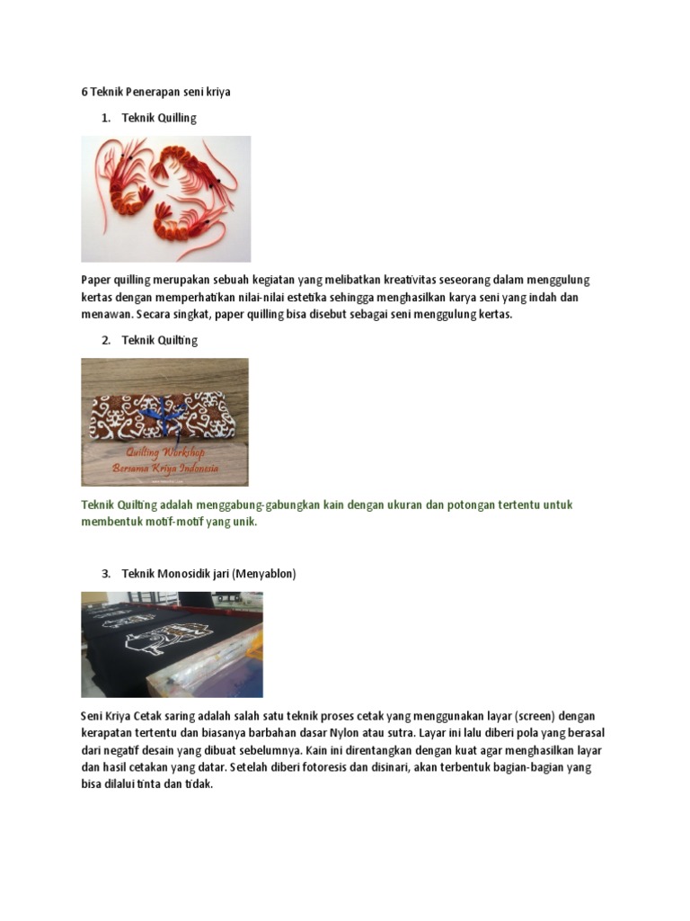 6 Teknik Penerapan Seni Kriya | PDF