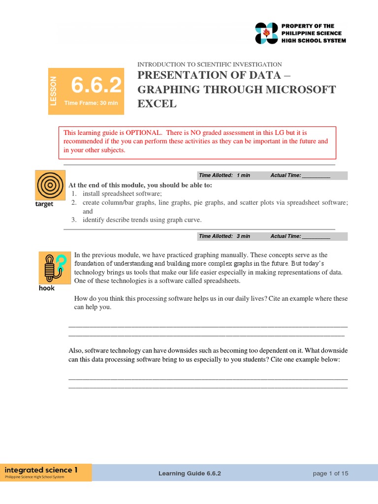 SLG 6.6.2 Presentation of Data Graphing Through Microsoft Excel | PDF ...