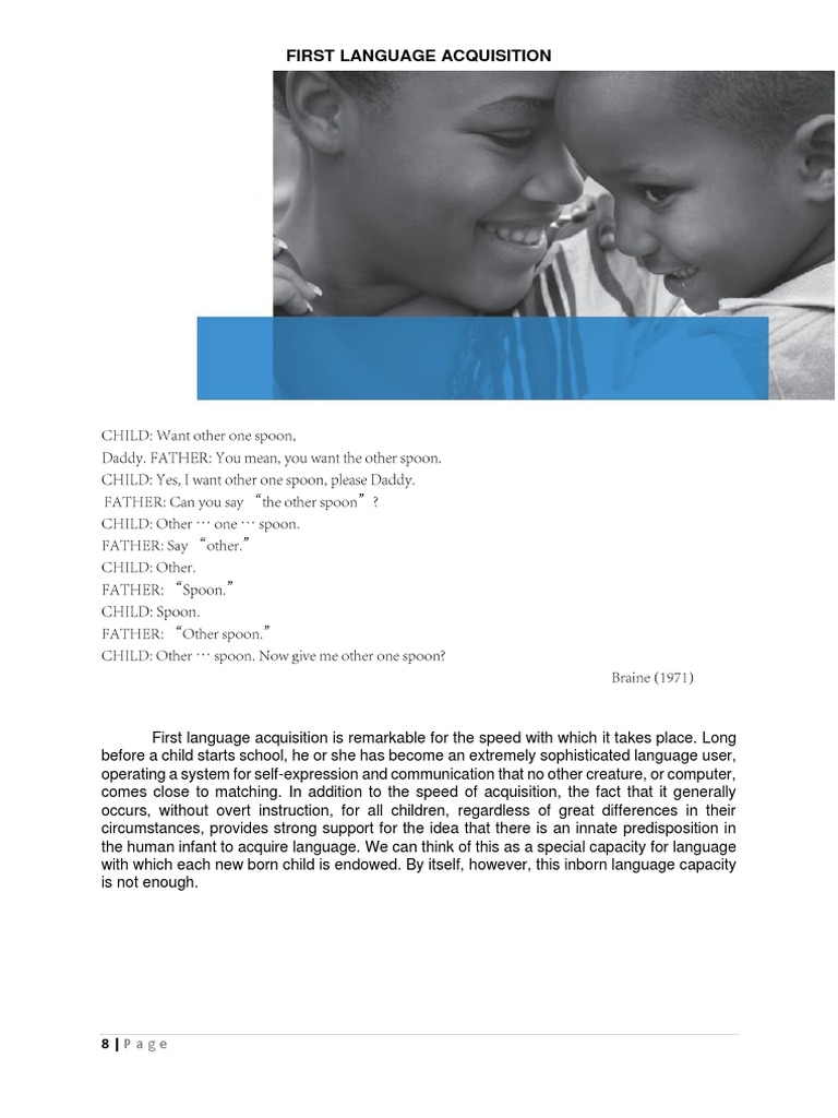 Unit 2 - First Language Acquisition | PDF | Language Acquisition | Speech