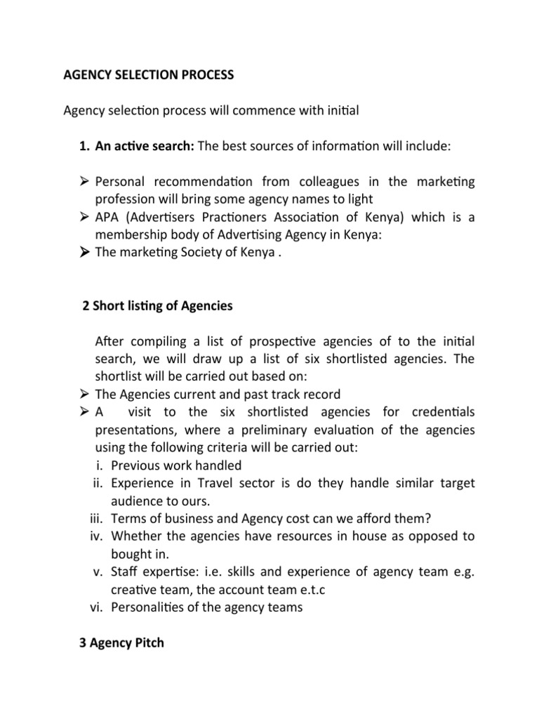 Optimizing Agency Selection Process | PDF | Marketing | Business