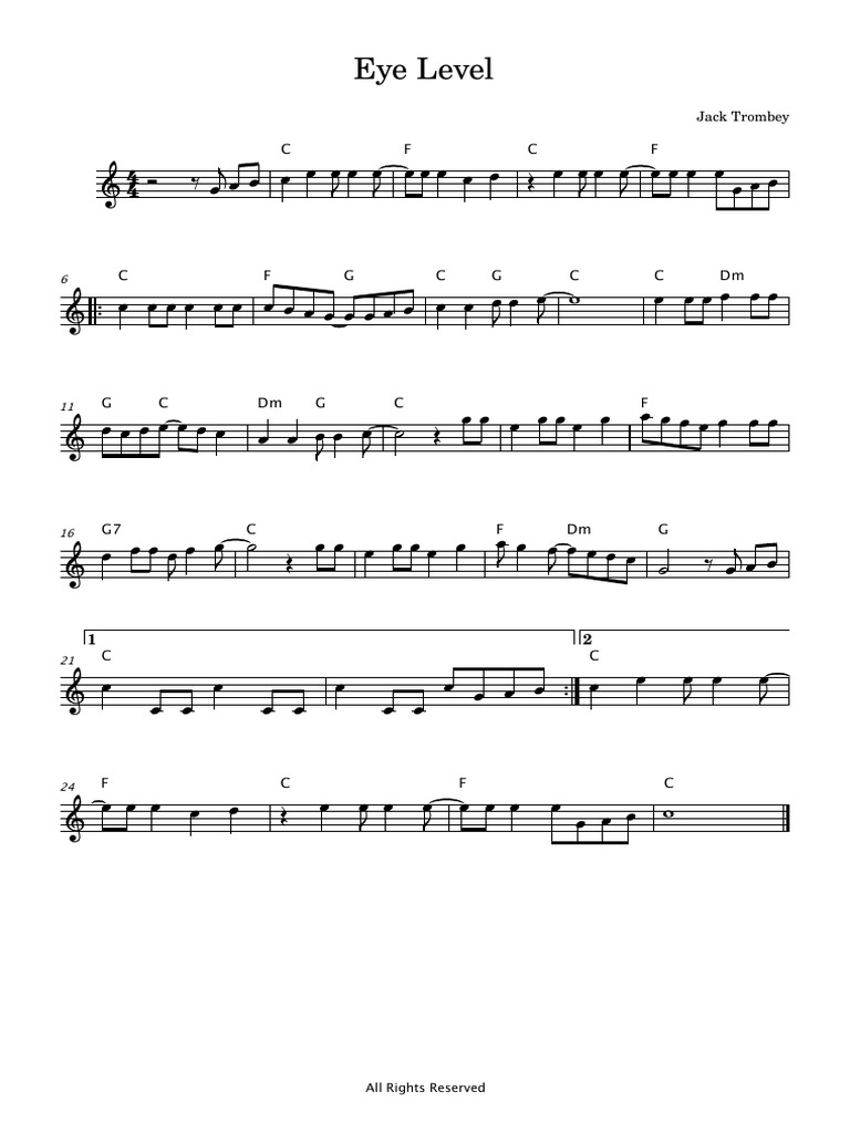 Eye Level - Jack Trombey (Van de Valk Main Theme) | PDF