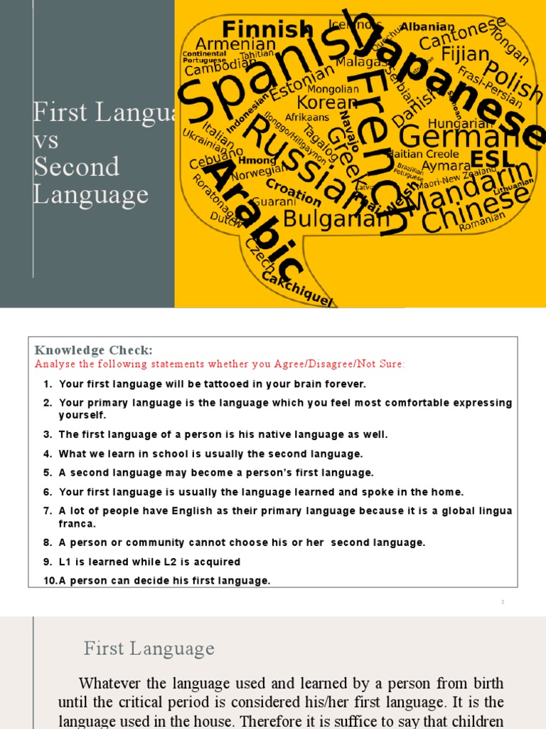 First vs Second Language Acquisition | PDF | Second Language | First Language