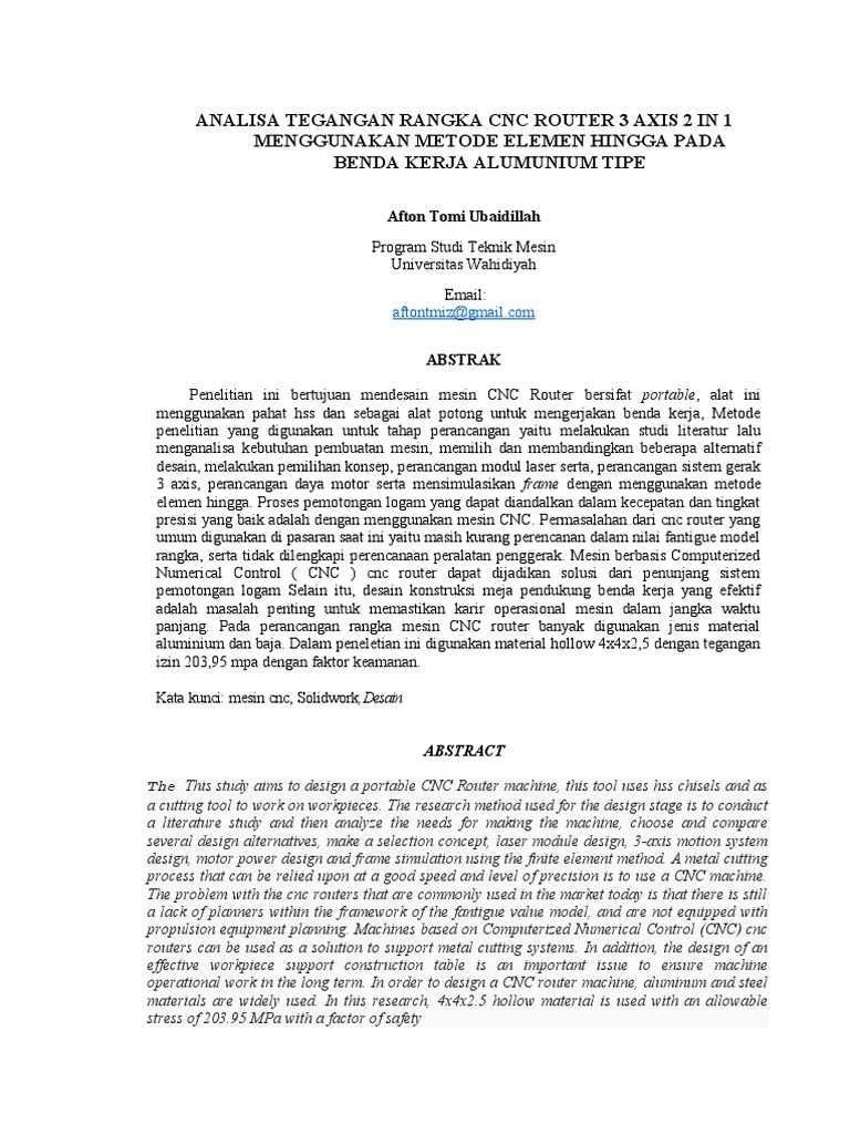 Desain Dan Simulasi Tegangan Pada Mesin CNC Laser | PDF