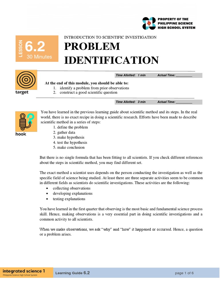 SLG 6.2 Problem Identification | PDF | Scientific Method | Sunscreen