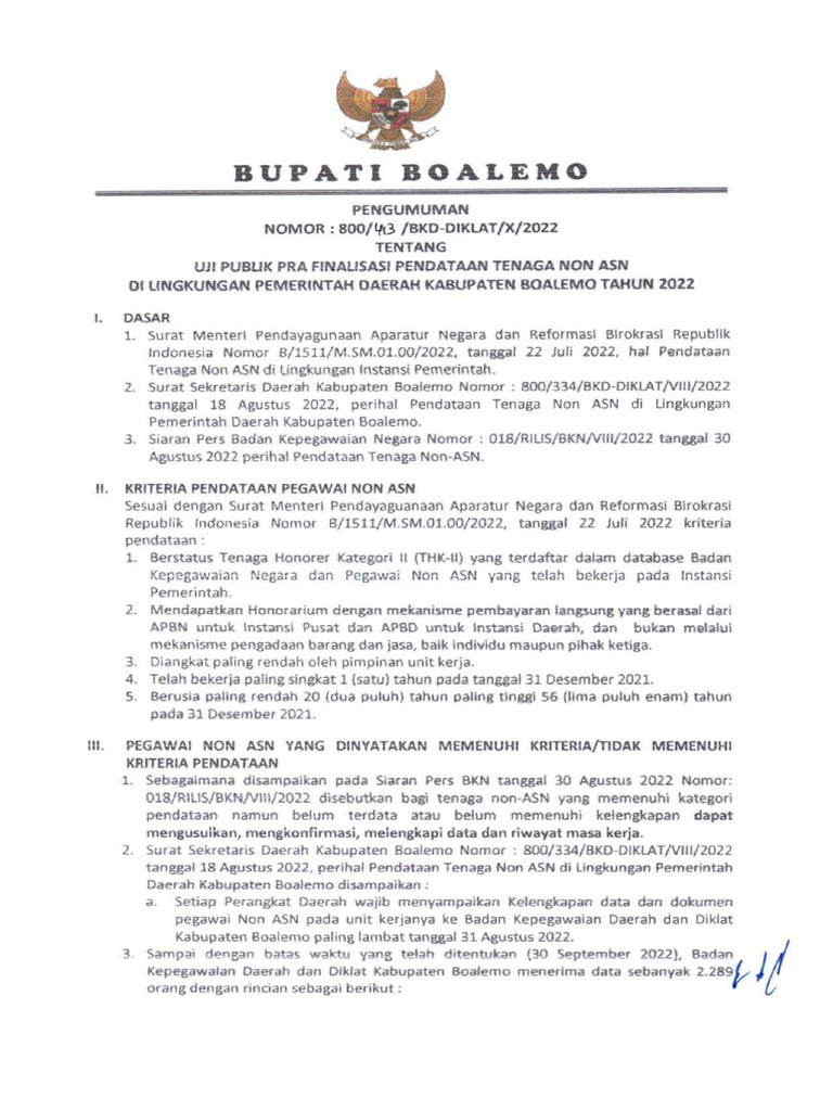 Data Prafinalisasi THK II Dan Non Asn 2022 For Ibu Kabid | PDF