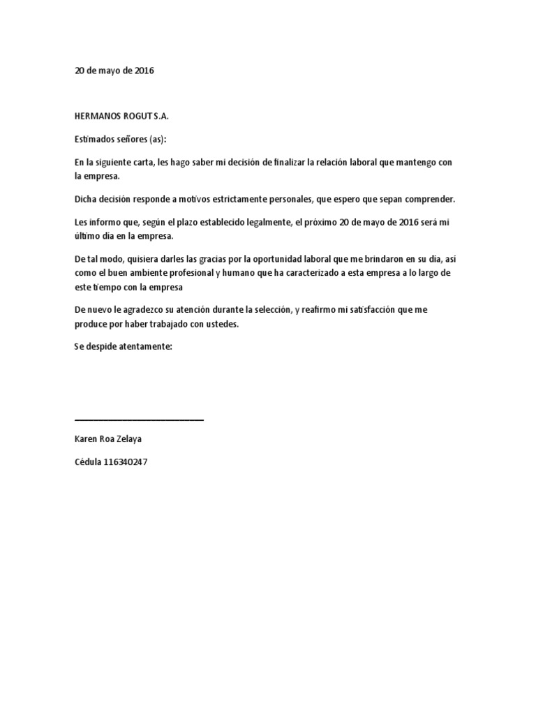 Machote Carta de Renuncia | PDF