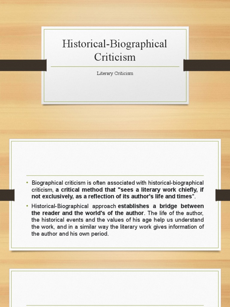 Historical-Biographical Criticism | PDF | Classics